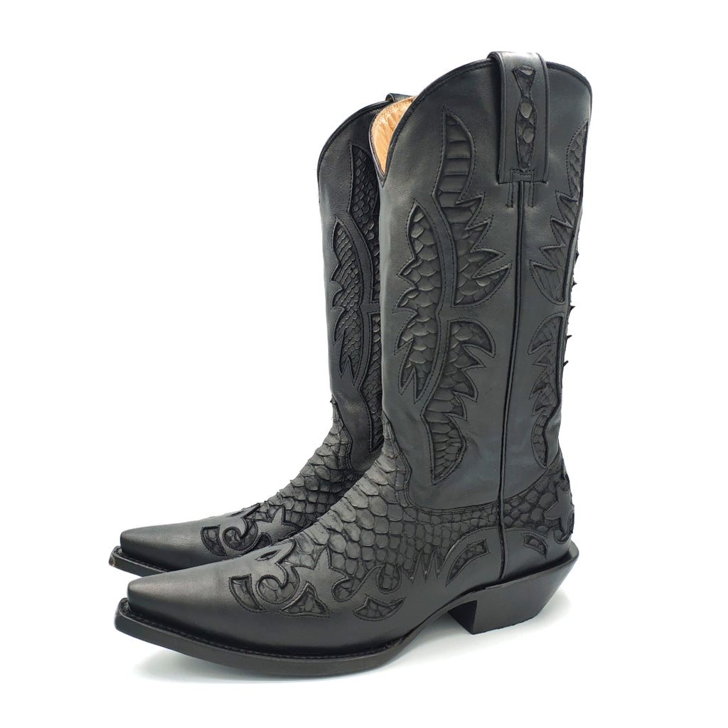 1200 BOTA VAQUERA PYTHON PIUM NEGRO MATE – Botas Pistolero